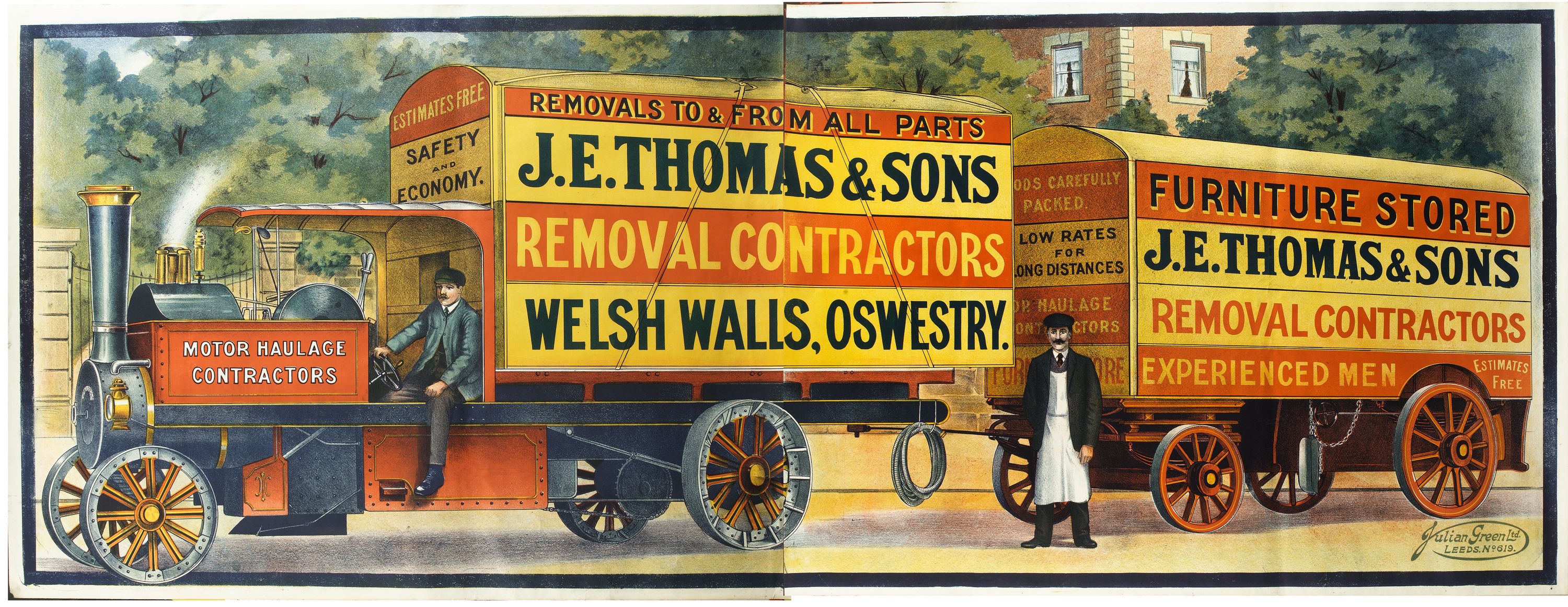 Bonhams Cars : A poster depicting an early 20th century transport scene,