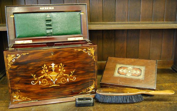 Bonhams : An inlaid mahogany stationary and writing box