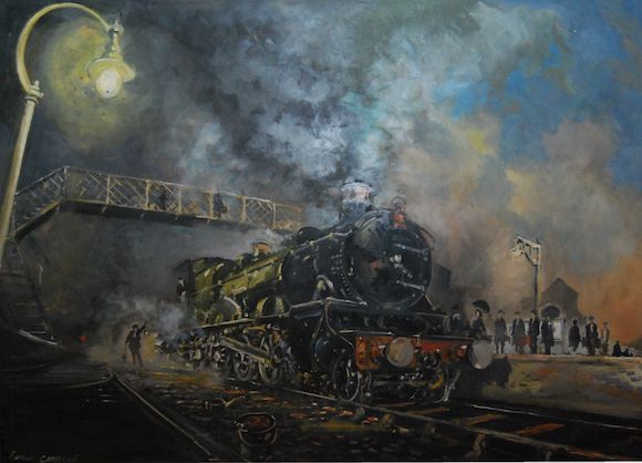 Bonhams : Cavan Corrigan (later 20th century) 'Steam Train passing ...