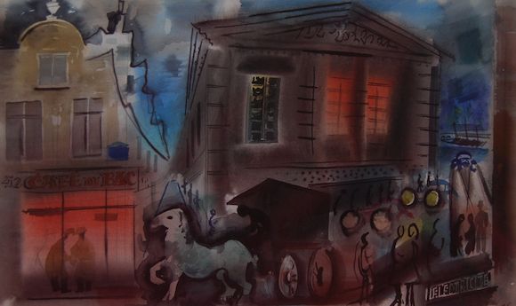 Bonhams : Kenneth Wood (British, 20th-) A continental street scene with ...