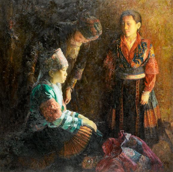 Bonhams : Shen Ming Cun (Chinese, born 1956) Festival Preparations, Yao ...