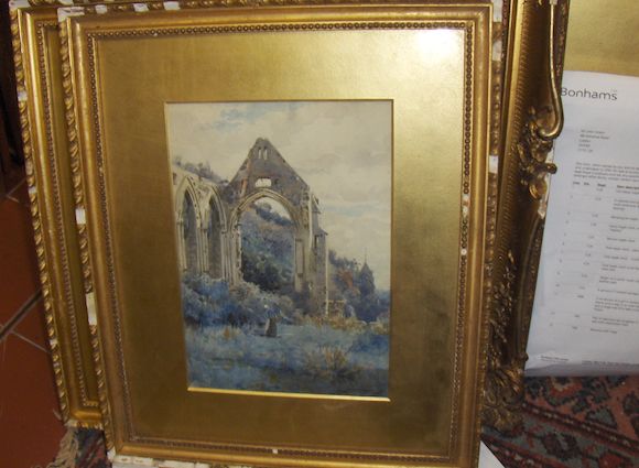 Bonhams : Arthur Kemp Tebby (British, 1865-1935) Figure in an Abbey ruins