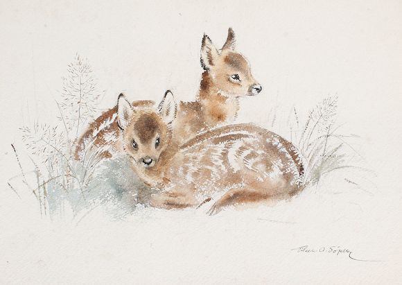Bonhams : Eileen Alice Soper, RMS (British, 1905-1990) Fawns resting in ...