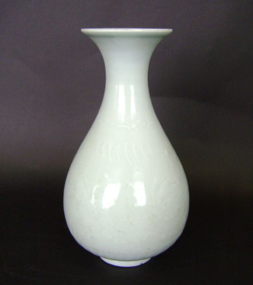 Bonhams : A Qingbai, or other blue-white, monochrome vase of yu hu chun ...