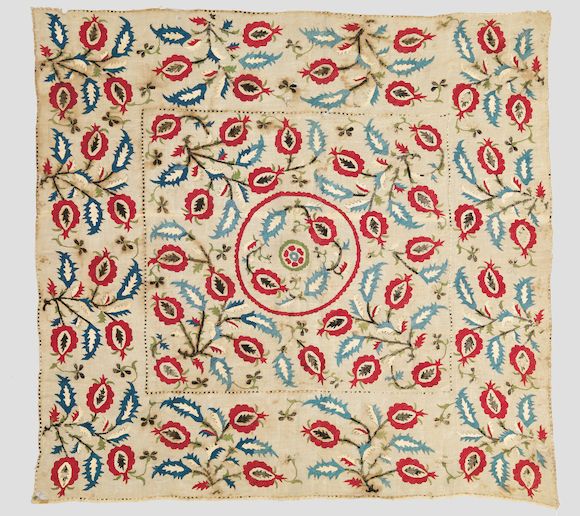 Bonhams : An Ottoman embroidered linen Wrapping Cloth (bohca) Turkey ...