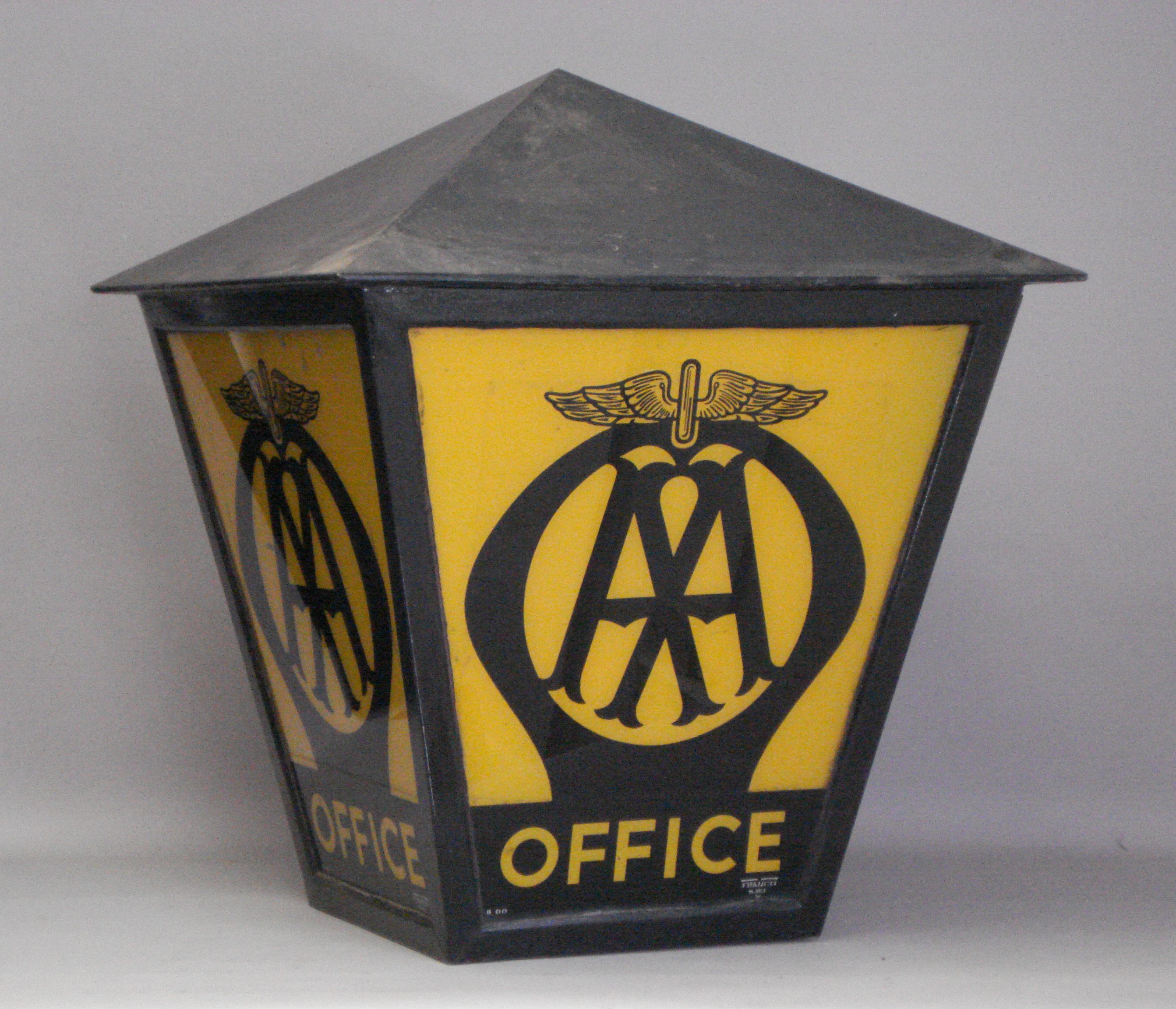 Bonhams Cars : An illuminating 'AA Office' four-panel glazed box sign ...