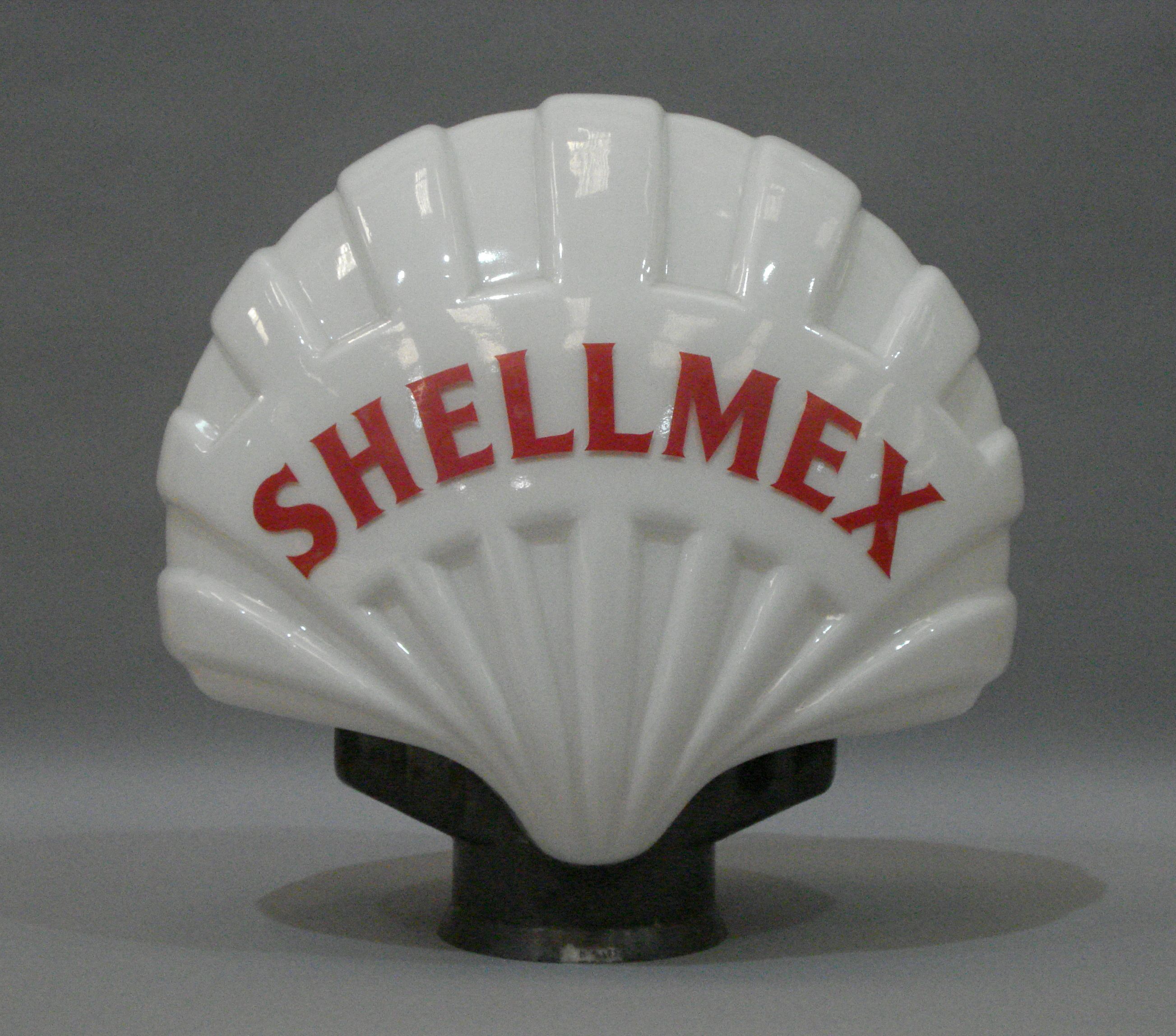 Bonhams Cars : A 'Fat' Shellmex shell-shaped glass petrol pump globe,