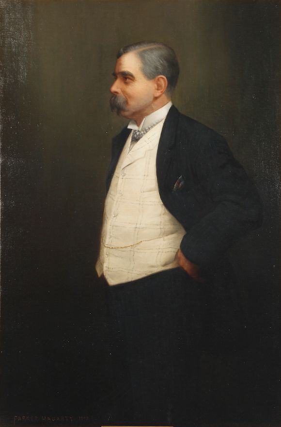 Bonhams : Parker Hagarty (British, 1859-1934) Portrait of Godfrey Clark, three quarters length ...