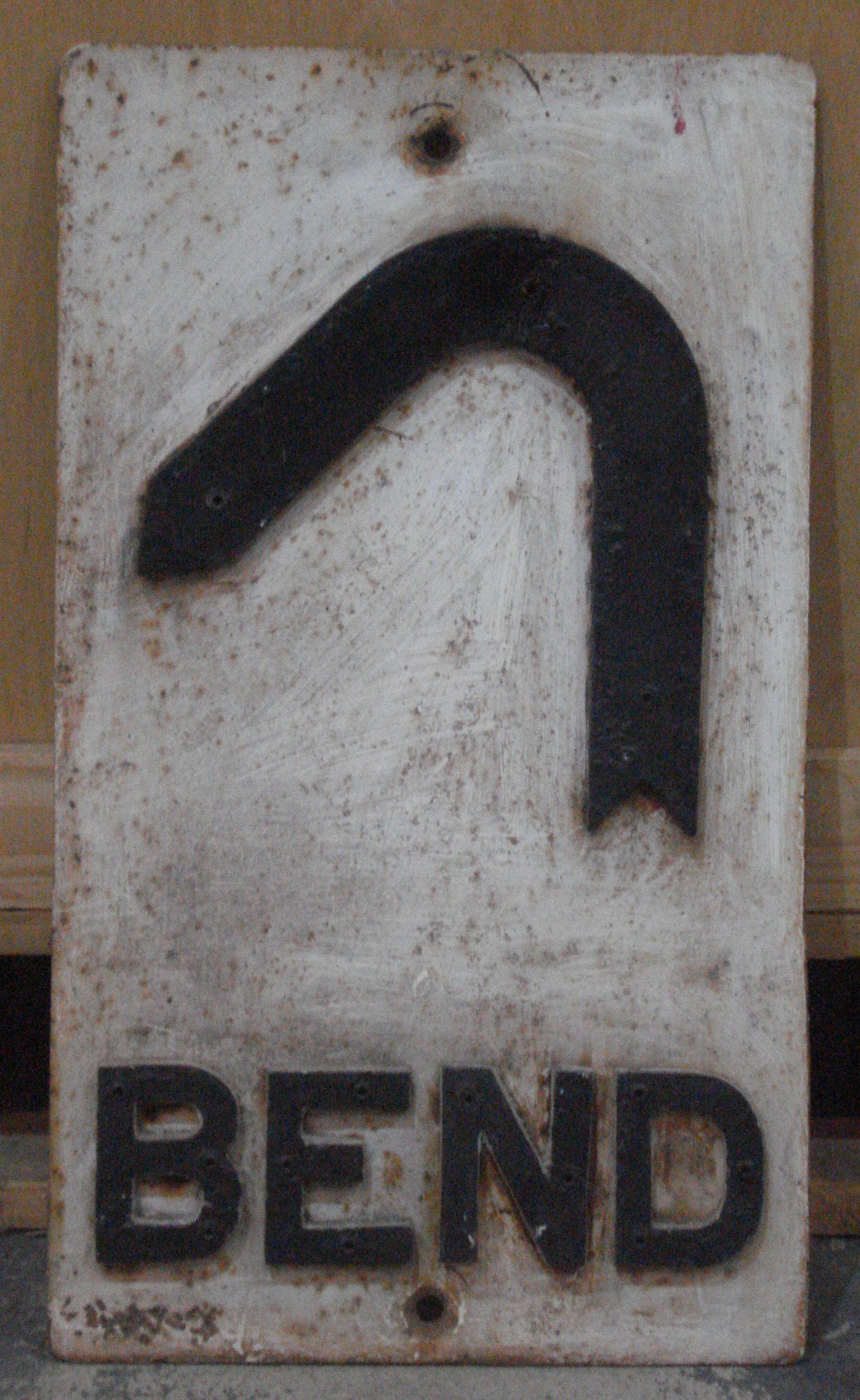 Bonhams Cars : A rare and unusual 'Bend' road sign,