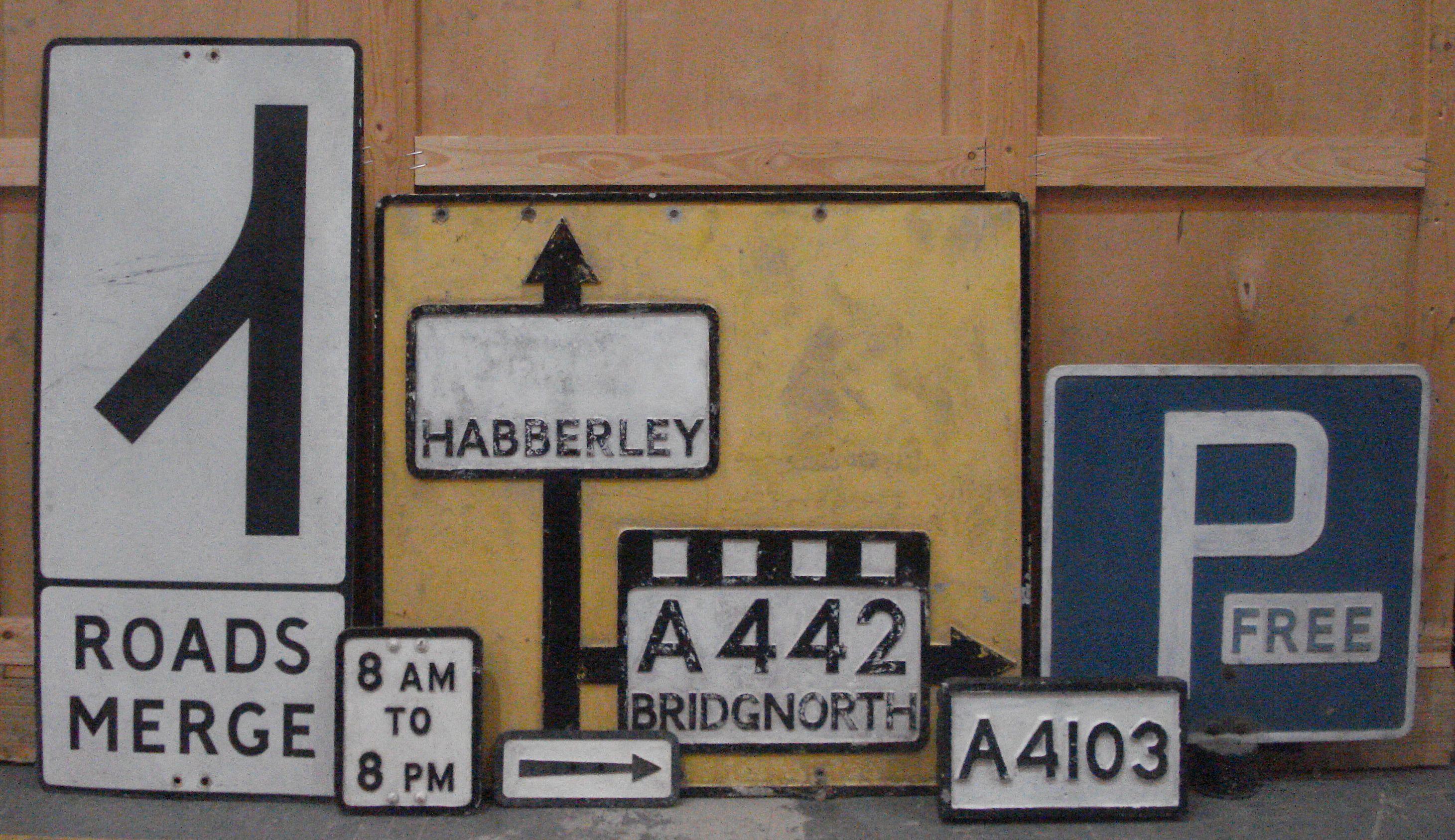 Bonhams Cars Six Assorted Road Signs