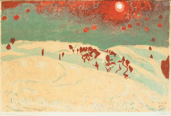 Bonhams : Cuno Amiet (Swiss, 1868-1961) Sunset in a snowy landscape ...