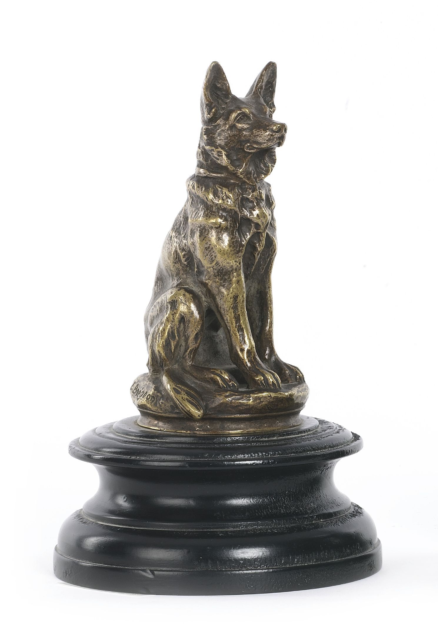 Bonhams Cars : A seated Alsatian Dog mascot by E. Bregeon,