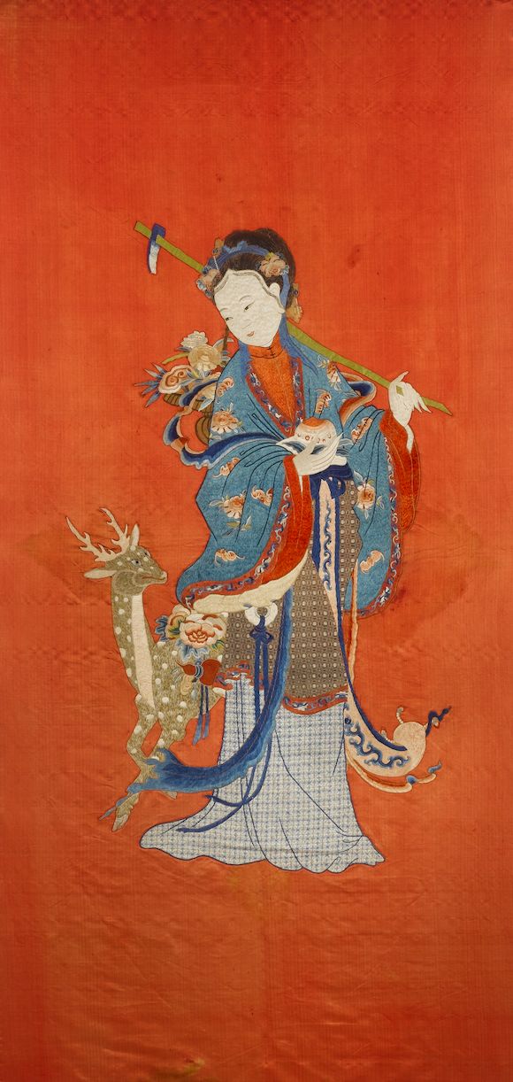 Bonhams : A large Chinese textile embroidered as Hsi-Wang-Mu, The ...