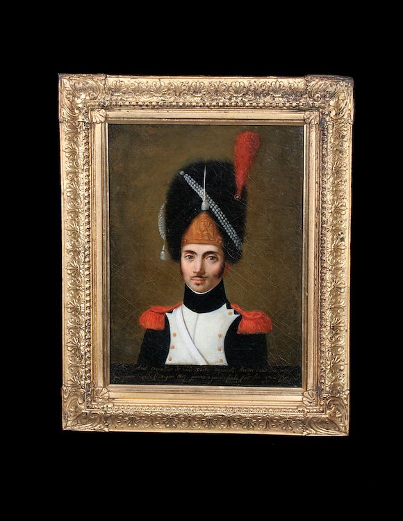 Bonhams : French School, circa 1810 Portrait of a grenadier, bust ...