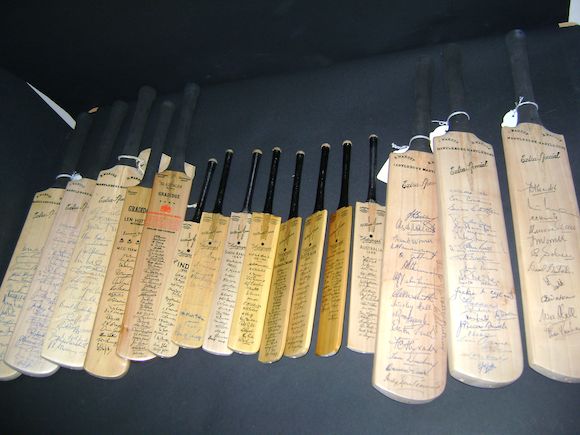 Bonhams : A collection of cricket bats with hand signed or printed ...