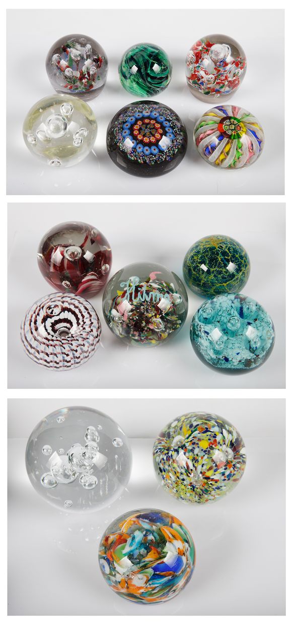 Bonhams : A paperweight with a whorl of alternating coloured twisted ...