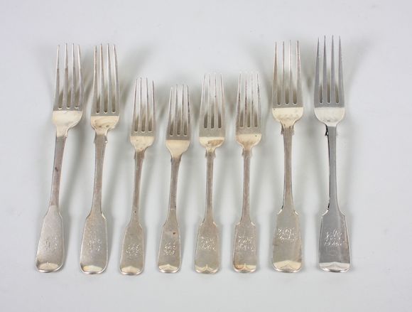 Bonhams : A collection of 18th and 19th century silver fiddle pattern ...