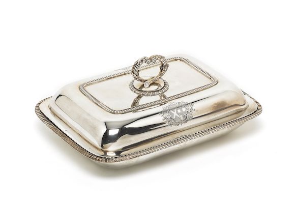 Bonhams : A George IV silver entrée dish, makers mark rubbed possibly ...