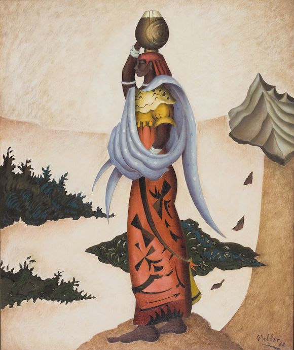 Bonhams : Alexis Preller (South African, 1911-1975) Woman with a vessel ...