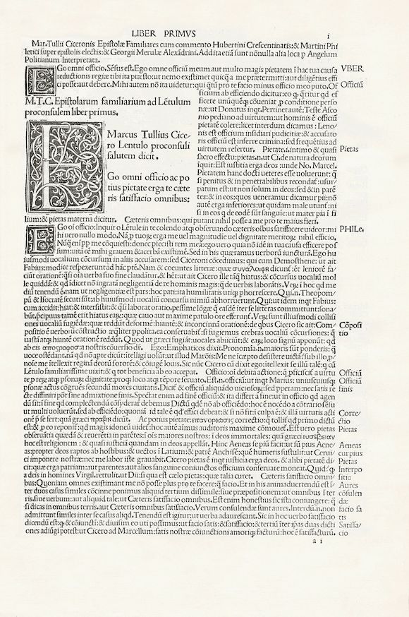 Bonhams : CICERO (MARCUS TULLIUS) Epistolae ad familiares [with ...