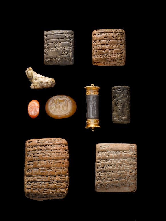 Bonhams : Four Sumerian cuneiform inscribed clay tablets and four Near ...
