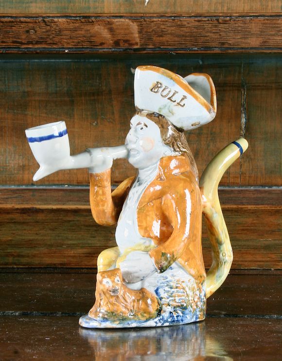 Bonhams : A prattware figural pipe of John Bull, circa 1800