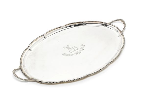 Bonhams : A Victorian silver shaped-oval two-handled tray, by John ...