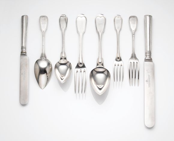 Bonhams : A 19th century Dutch silver Fiddle and Thread table service ...