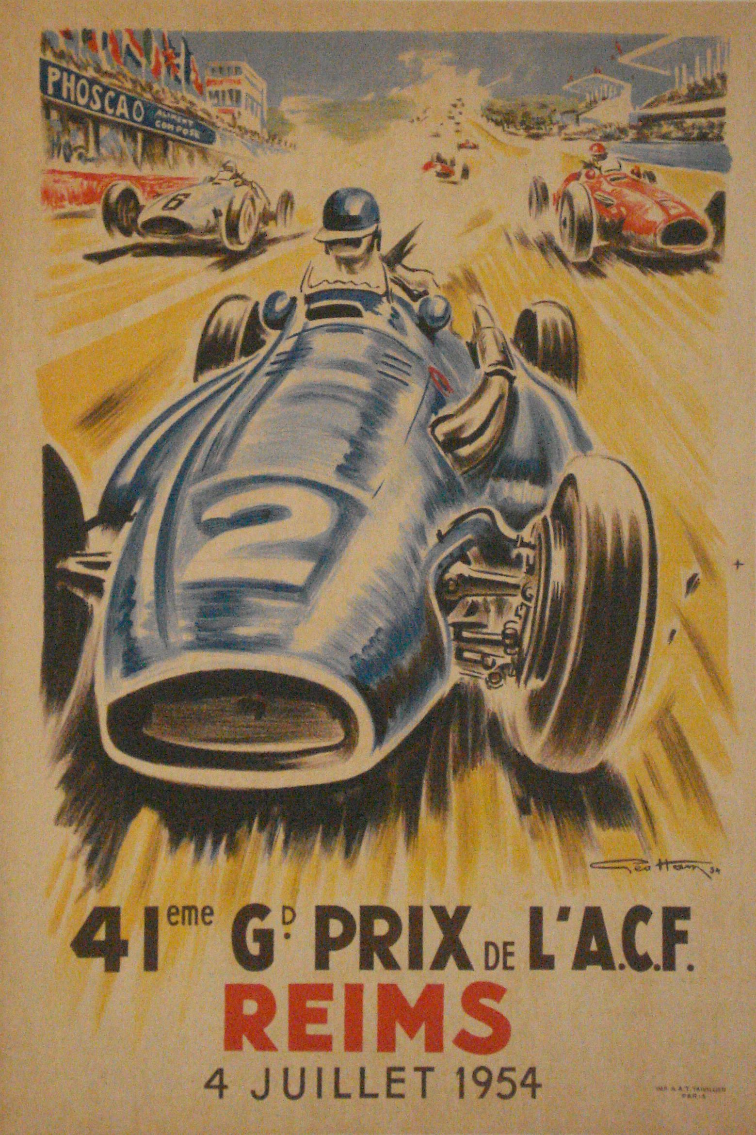 Bonhams Cars : A poster for the 1954 Grand Prix De'L'ACF Reims,