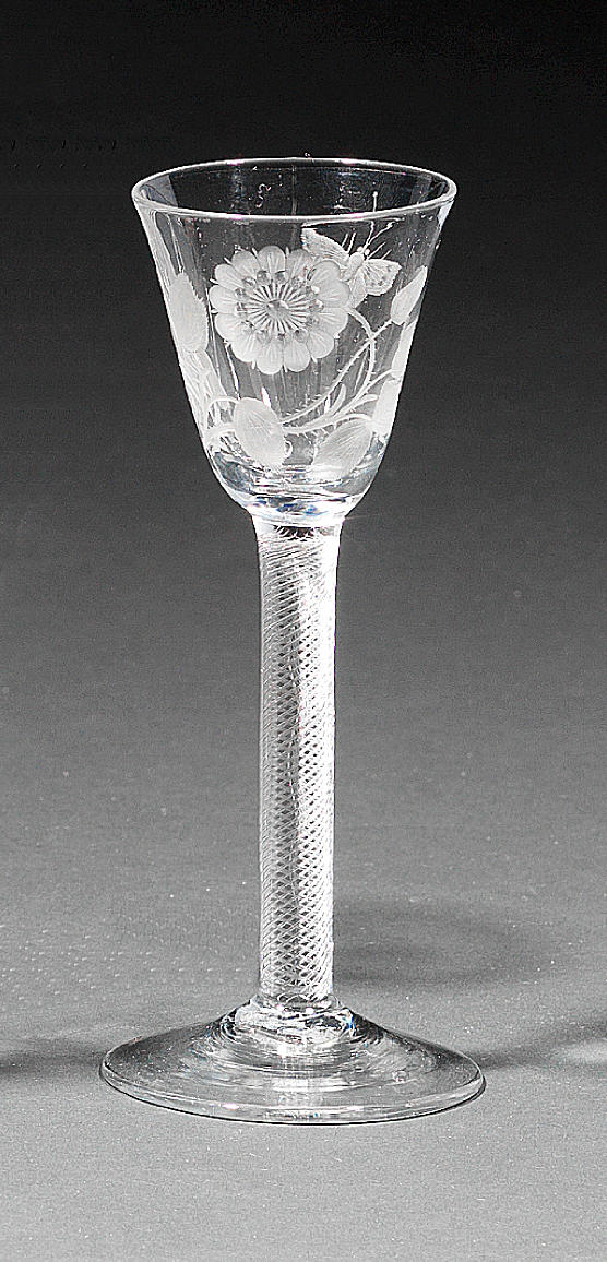 Bonhams An Engraved Airtwist Wine Glass Circa 1750