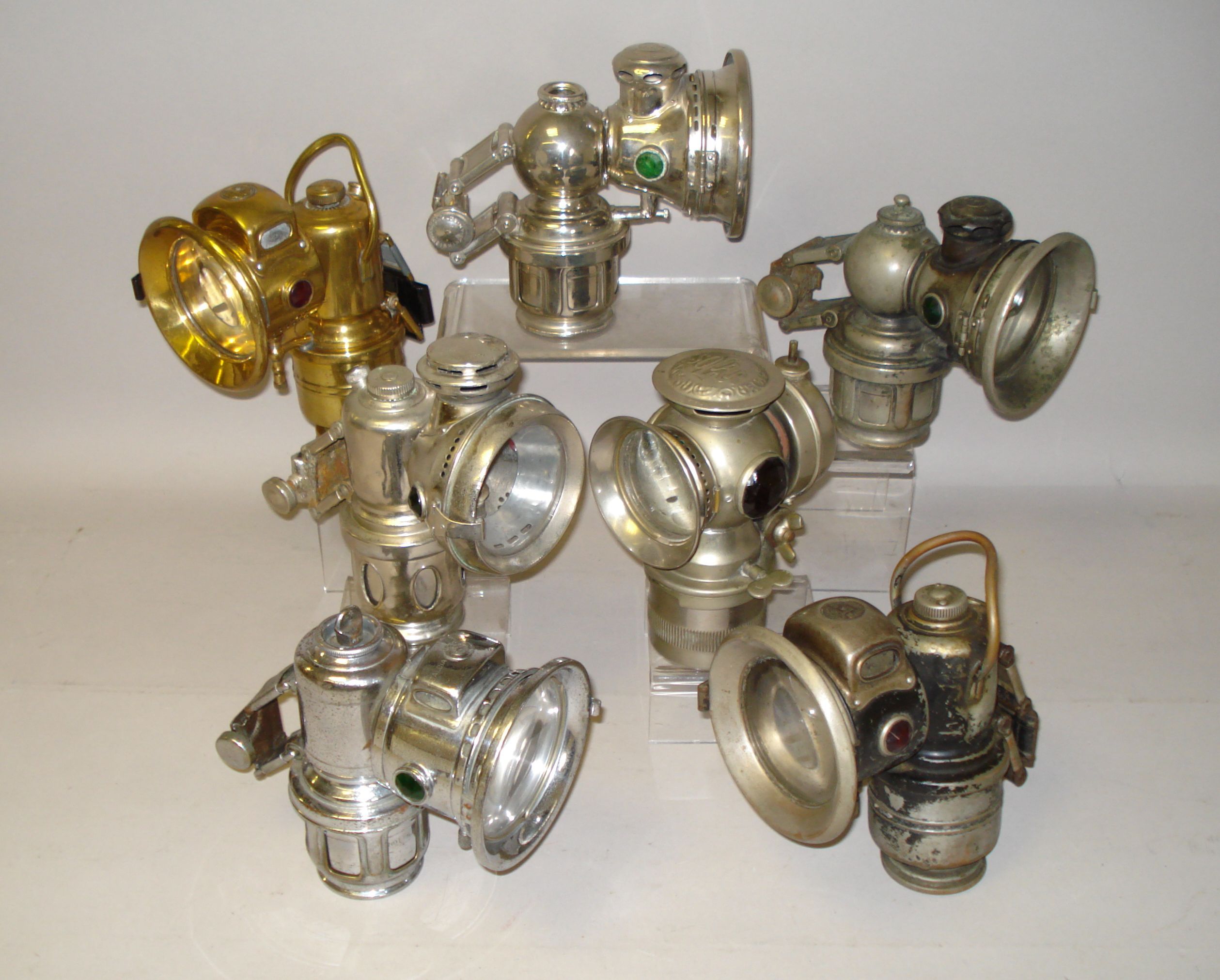 Bonhams Cars : Seven acetylene cycle lamps,