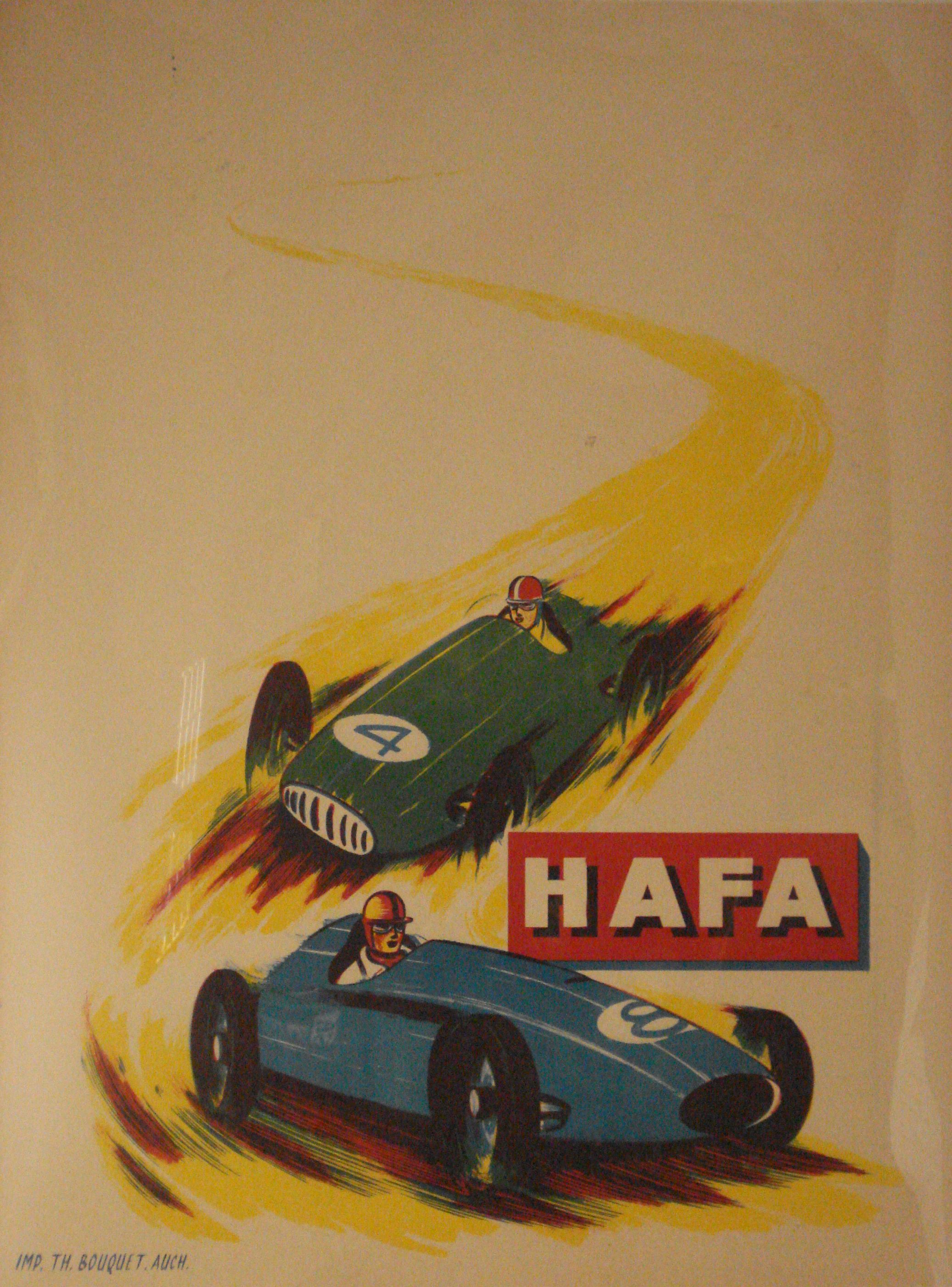 Bonhams Cars : An original HAFA motor racing advertising poster, 1950s,