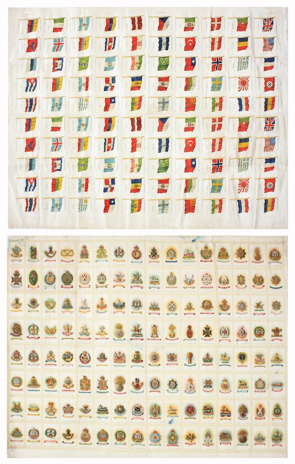 Bonhams : A full sheet set of fifty uncut silk Kenistas 'Flags of the World' 1-50 and a similar ...