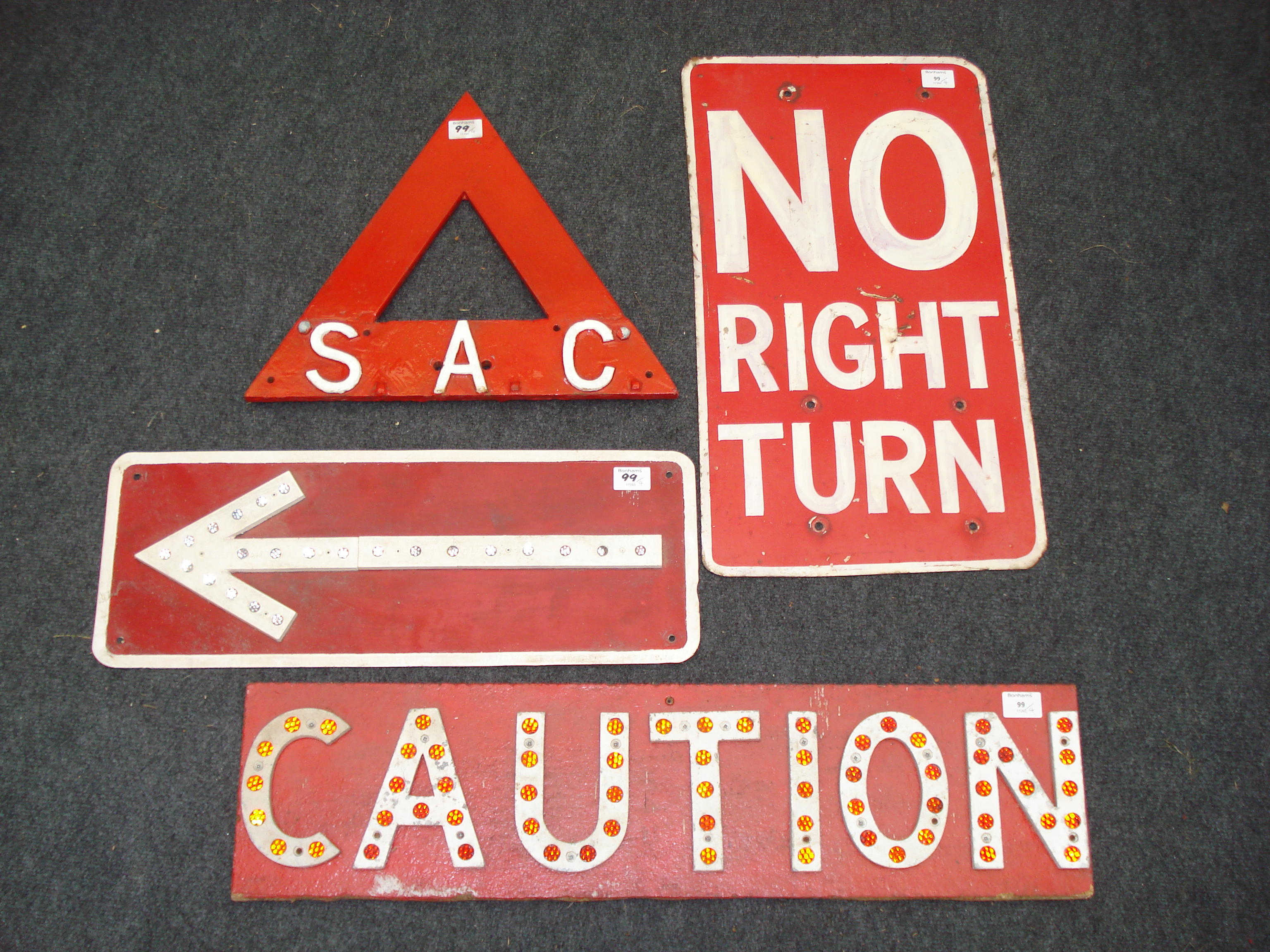 Bonhams Cars : Four road warning signs,