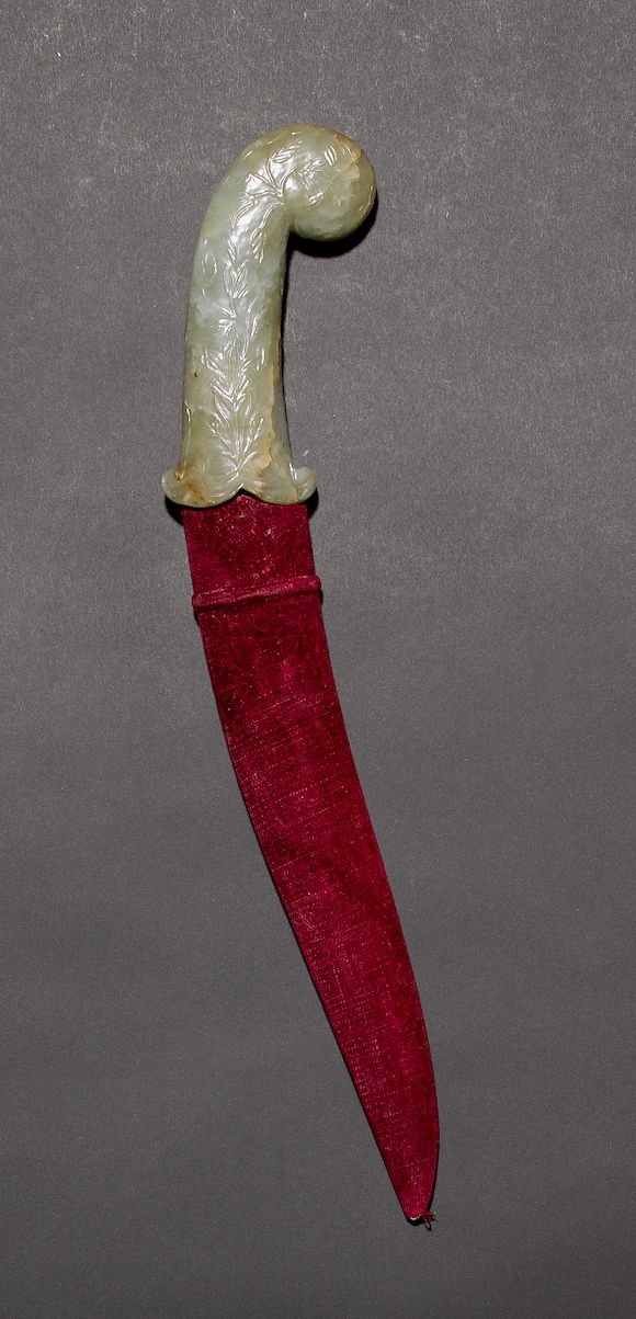 Bonhams : A Mughal-Jade handled dagger with typical curved blade and ...