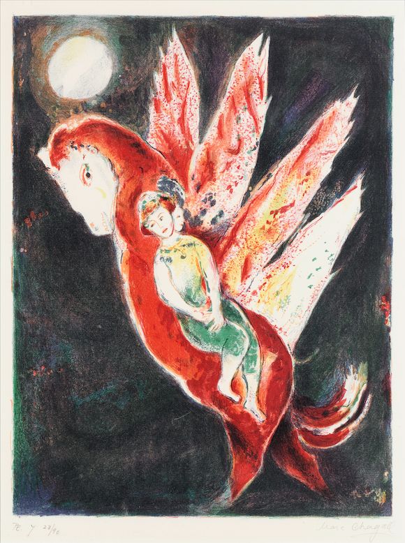 Bonhams : Marc Chagall (Russian/French, 1887-1985) 'Then the old woman mounted on Ifrit's back ...