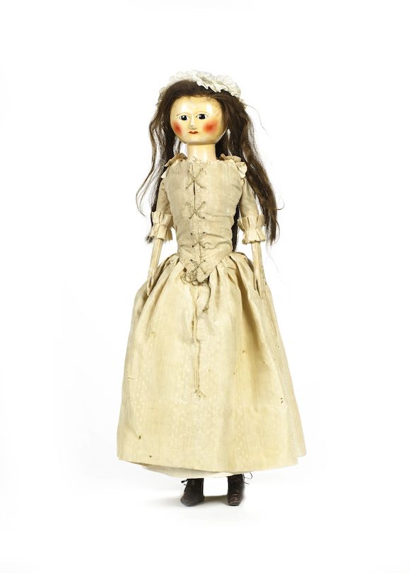Bonhams : Large George III painted wooden doll, English circa 1780