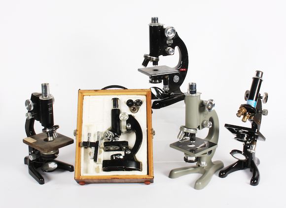 Bonhams : A 20th century black painted and part brass microscope by ...