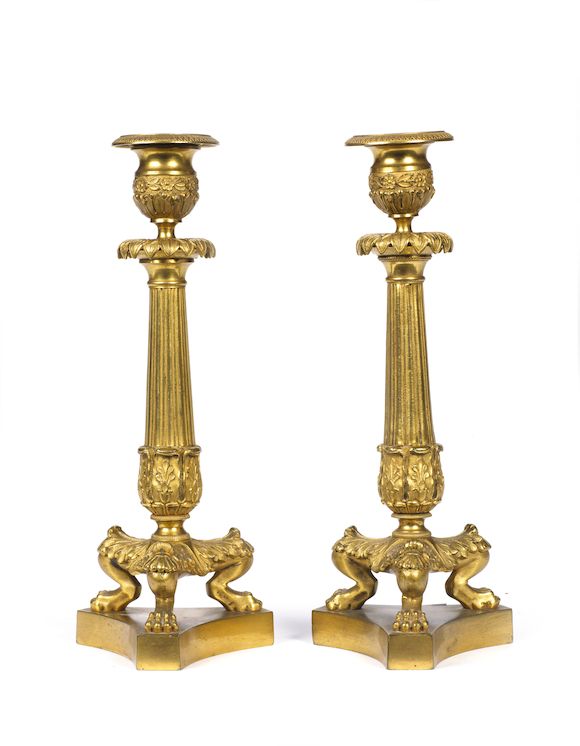 Bonhams : A pair of French 19th century Restauration gilt bronze ...