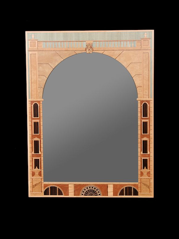 Bonhams : A David Linley specimen wood marquetry London mirror stamped ...