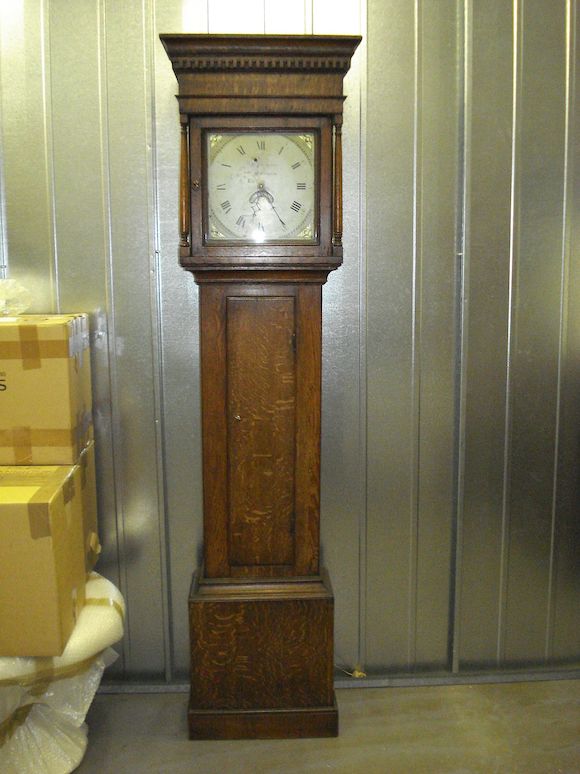 Bonhams : A Georgian oak cottage longcase clock,
