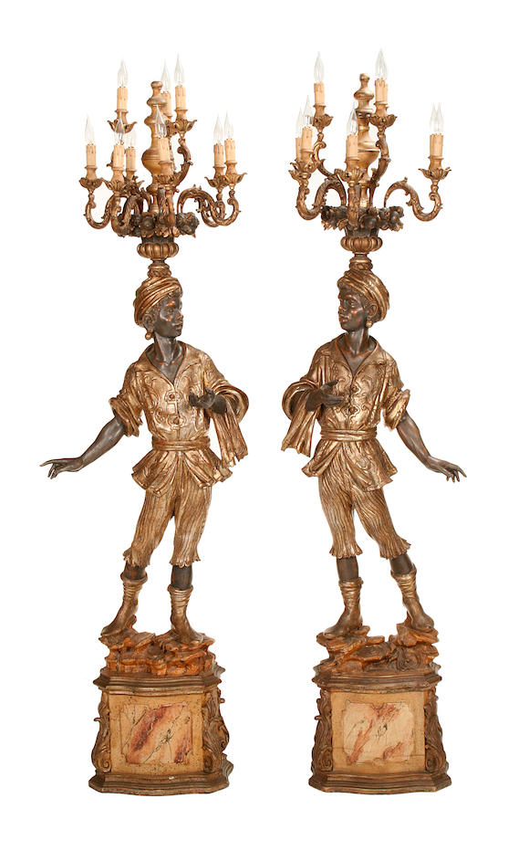 Bonhams A Pair Of 18th Century Venetian Style Carved Wood Polychrome