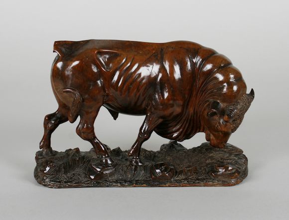 Bonhams : A 19th century walnut carved bull