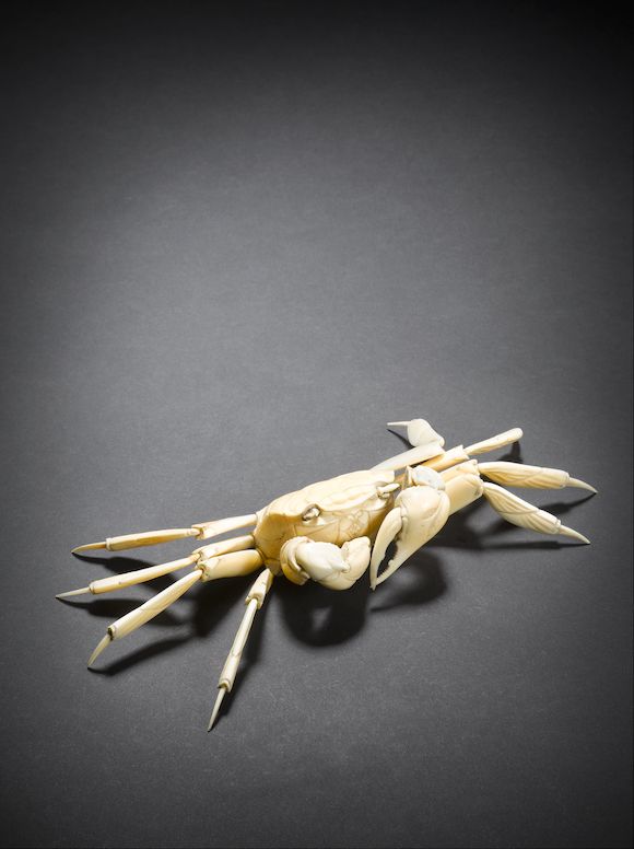 Bonhams : An articulated ivory crab Late Meiji Period