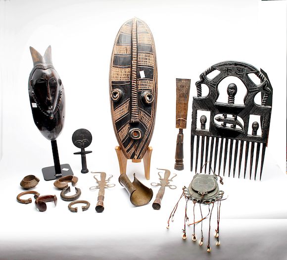 Bonhams : A collection of African tribal artefacts, (parcel)