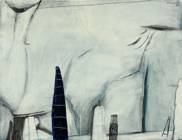 Bonhams : Nikos Stefanou (born 1933) Industrial landscape 64 x 84 cm.