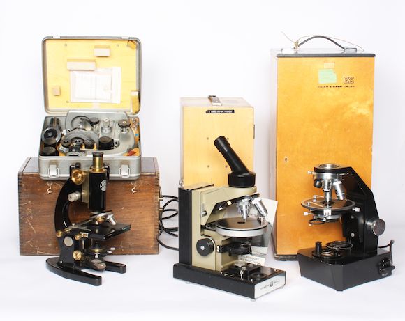 Bonhams : An early 20th century brass and black painted microscope by C ...