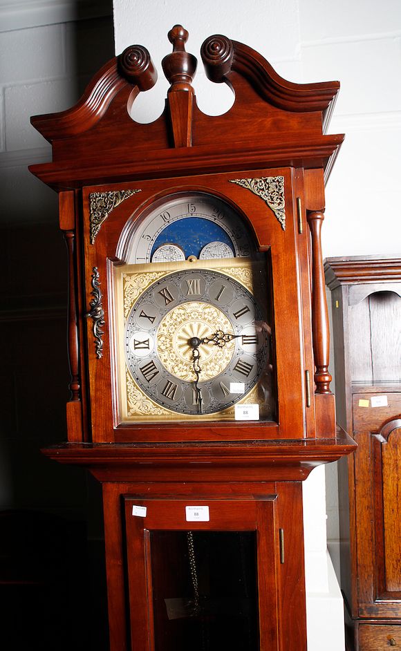 Bonhams : A 20th Century reproduction longcase clock, the broken arch ...
