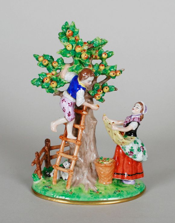 Bonhams : A Sitzendorf Alfred Voigt orchard group, 20th Century,