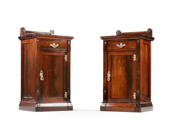 Bonhams : A pair of late Victorian rosewood night cabinets One bearing ...